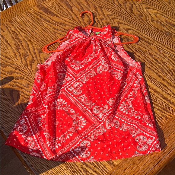 Tops | Red Bandana Print Sleeveless Top | Poshmark